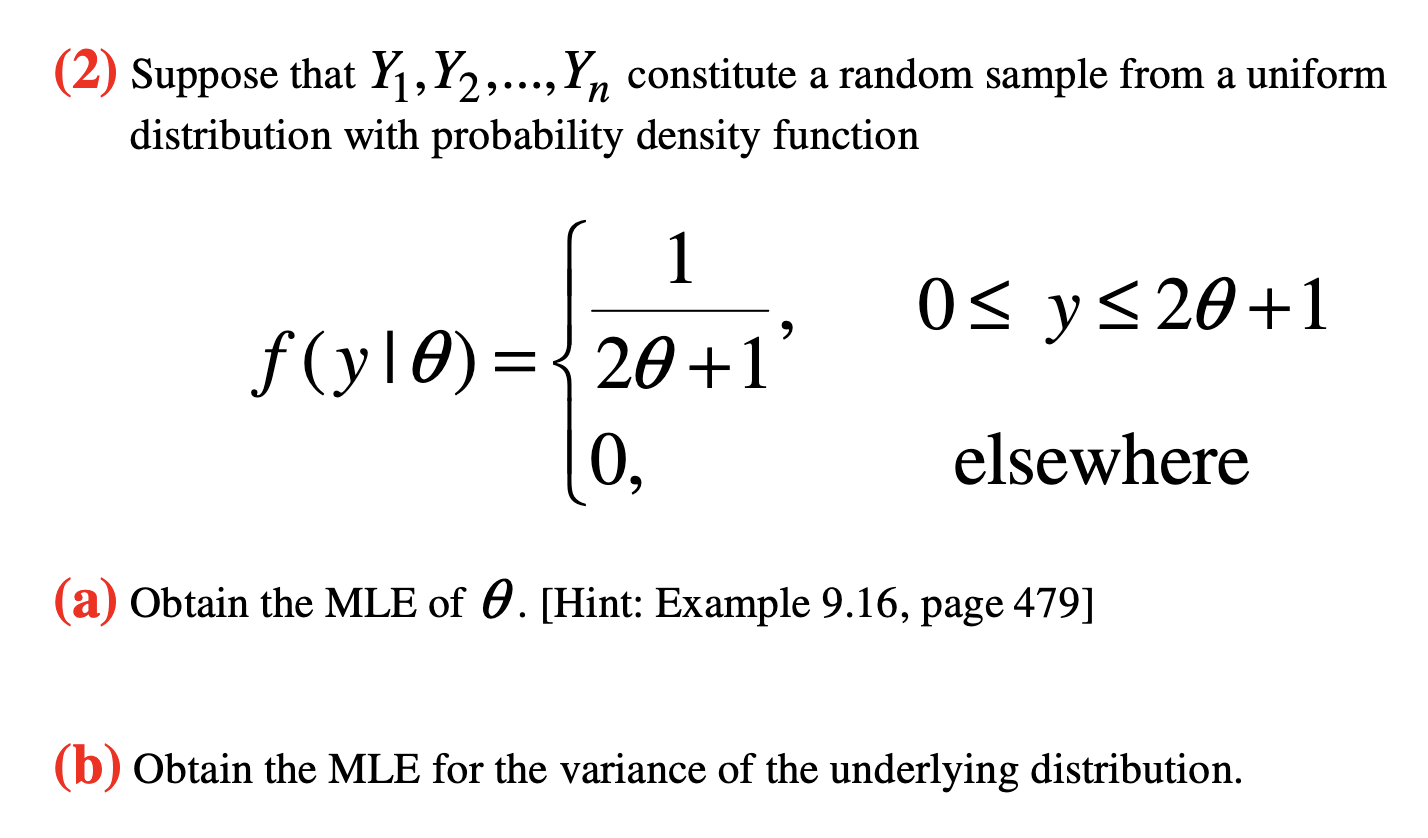 Solved (1) Let Y1,Y2,…,Yn denote a random sample from the | Chegg.com