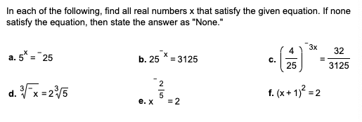 Solved In each of the following, find all real numbers x | Chegg.com