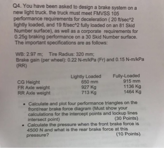 Solved You have been asked to design a brake system on a new | Chegg.com