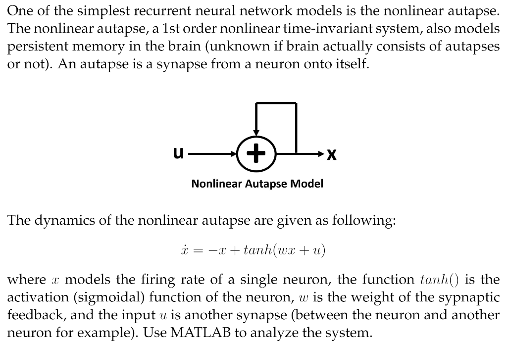 Solved One of the simplest recurrent neural network models | Chegg.com