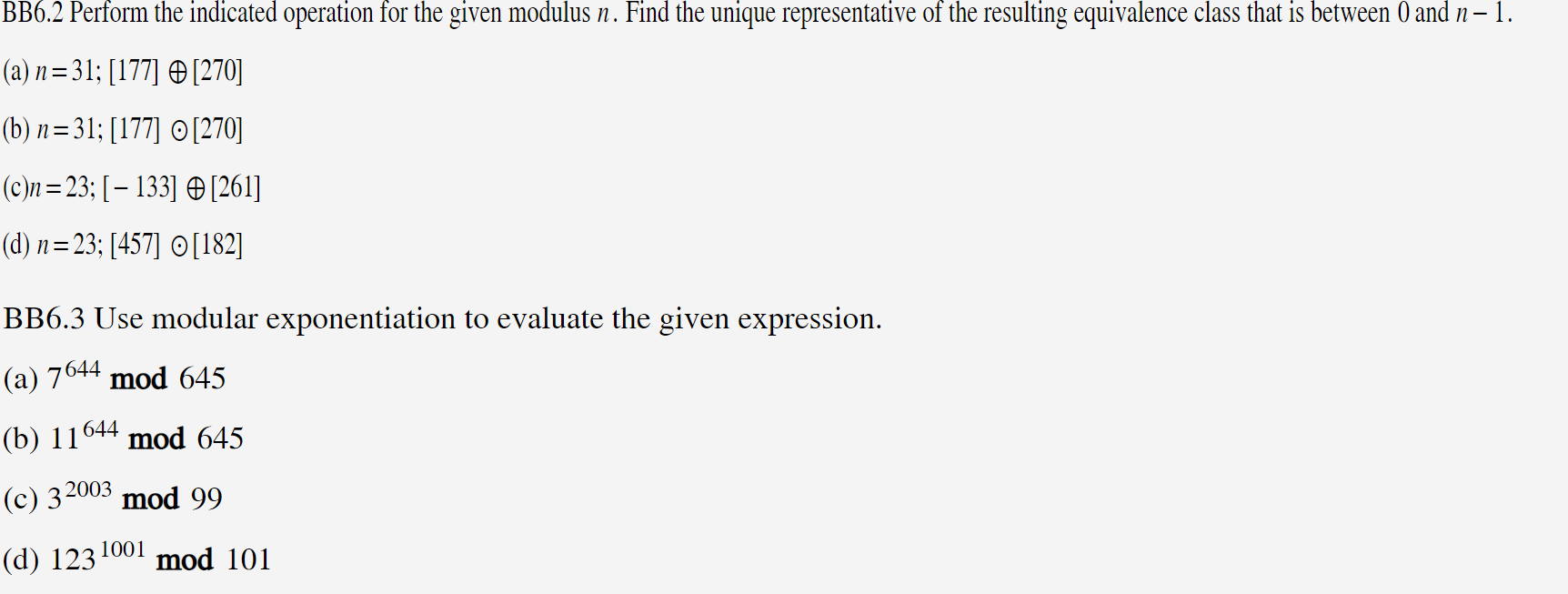BB6.2 Perform the indicated operation for the given | Chegg.com