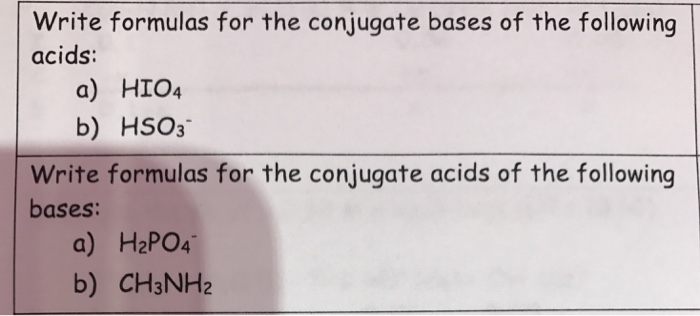 Solved Write formulas for the conjugate bases of the | Chegg.com