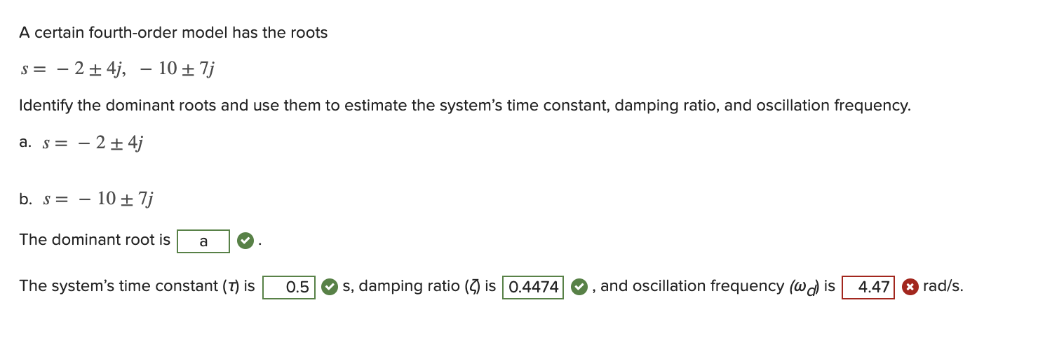Solved A certain fourth-order model has the roots s= – 2 + | Chegg.com