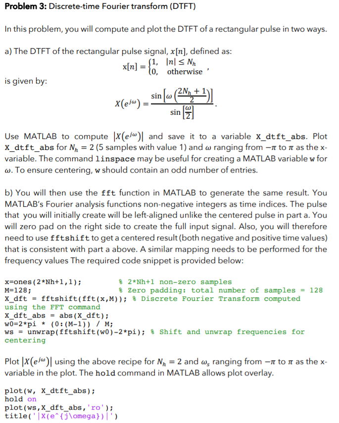 Problem 3: Discrete-time Fourier transform (DTFT) In | Chegg.com