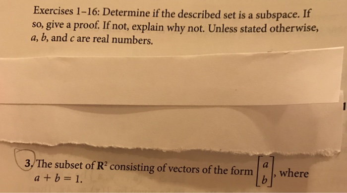 Solved Exercises 1-16: Determine if the described set is a | Chegg.com