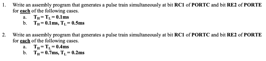 Solved Use MPLab to write the .asm files based on the second | Chegg.com