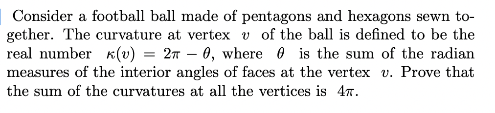 Solved Consider a football ball made of pentagons and | Chegg.com
