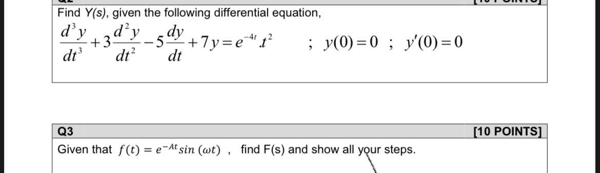 Find Y(s), ﻿given the following differential | Chegg.com