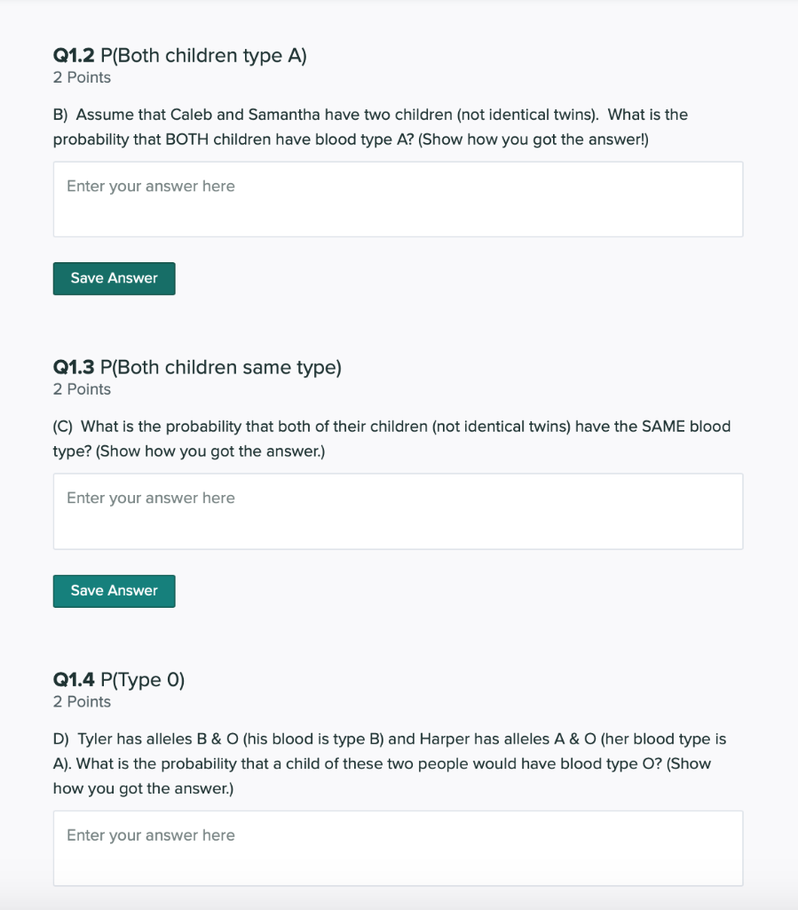 Solved Q1 Blood Type Probabilities 10 Points An adaptation | Chegg.com