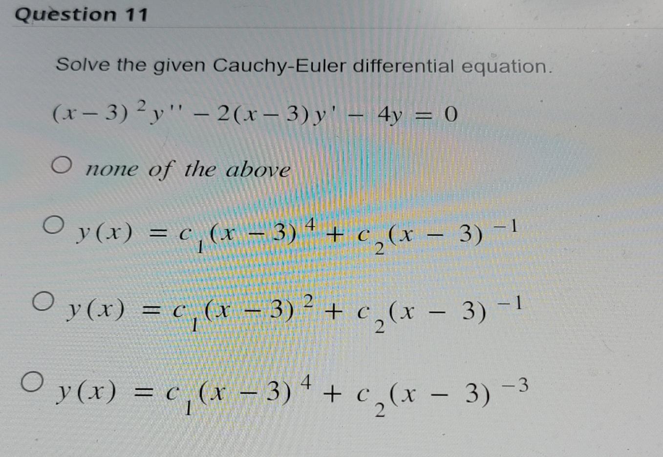 Solved Solve the given Cauchy-Euler differential equation. | Chegg.com