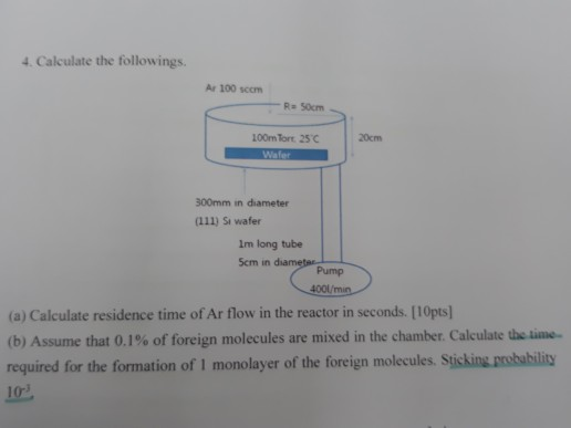 Calculate the residence time of Ar flow in the | Chegg.com