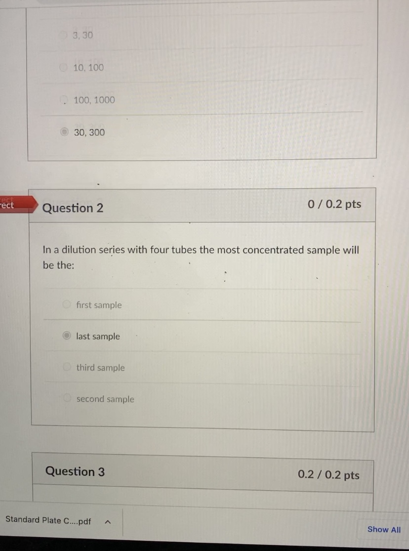 Solved 3,30 10,100 100,1000 30,300 Question 2 0/0.2 pts In a | Chegg.com