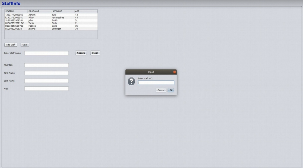 Solved JAVA Netbeans GUI Staff Searching desktop | Chegg.com
