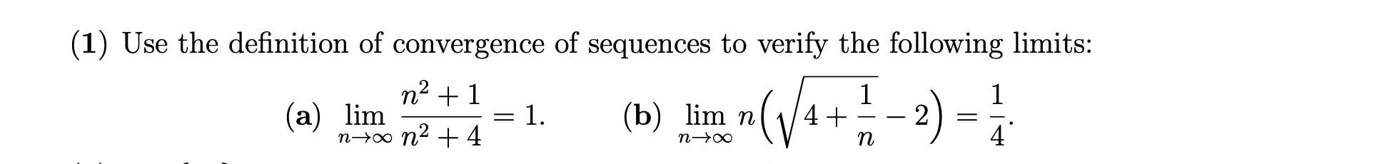 Solved (1) Use the definition of convergence of sequences to | Chegg.com