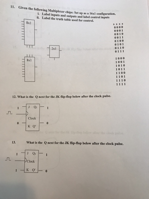 Solved 11. Given the following Multiplexer chips: Set up as | Chegg.com