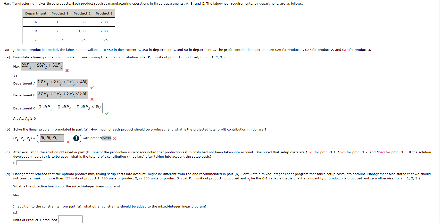 Solved (a) Formulate a linear programming model for | Chegg.com