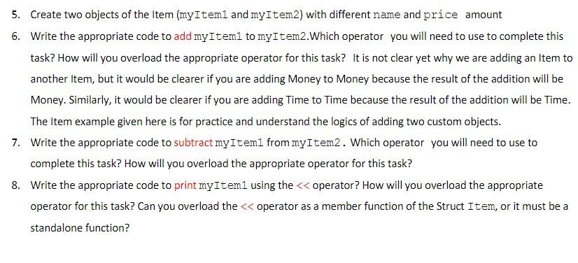 Solved Lab Operator Overloading in C++ that might arise | Chegg.com