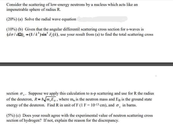 Solved Consider the scattering of low-enConsider the | Chegg.com