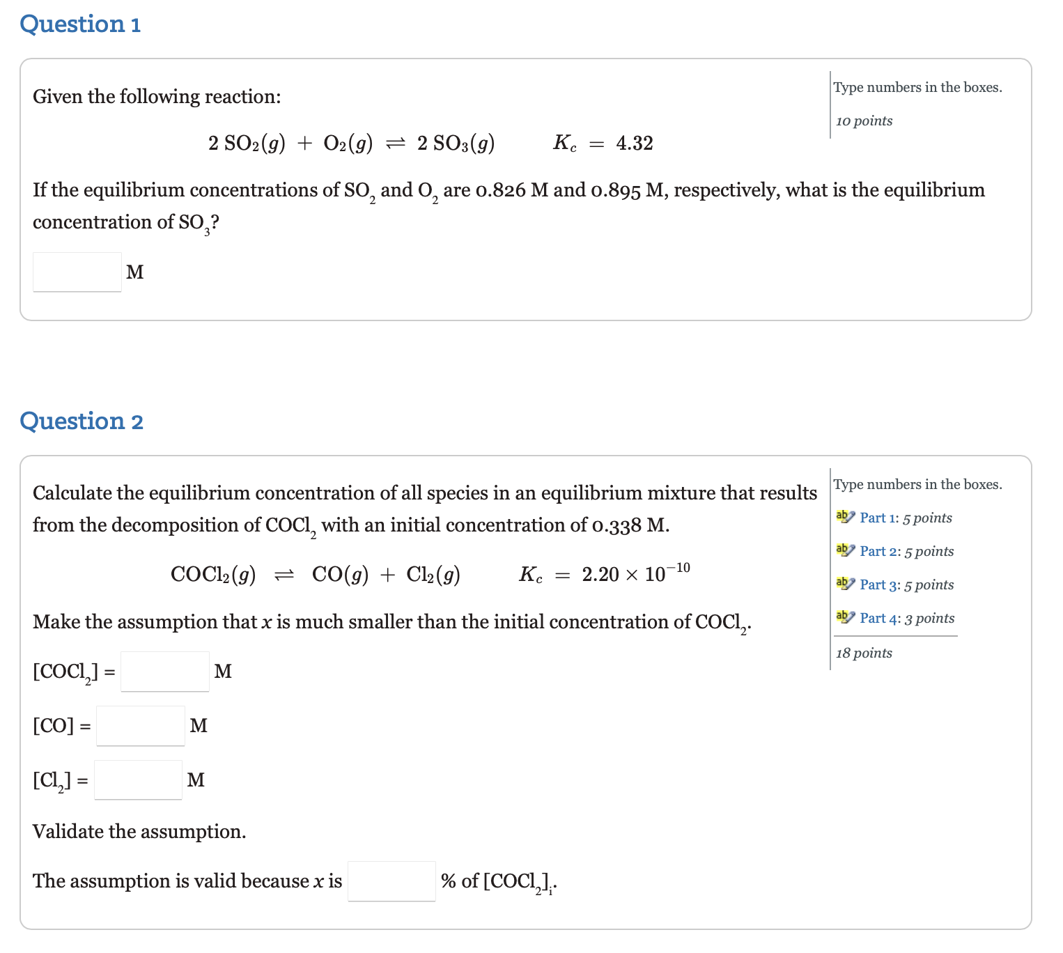Solved Given the following reaction: \\[ 2 | Chegg.com