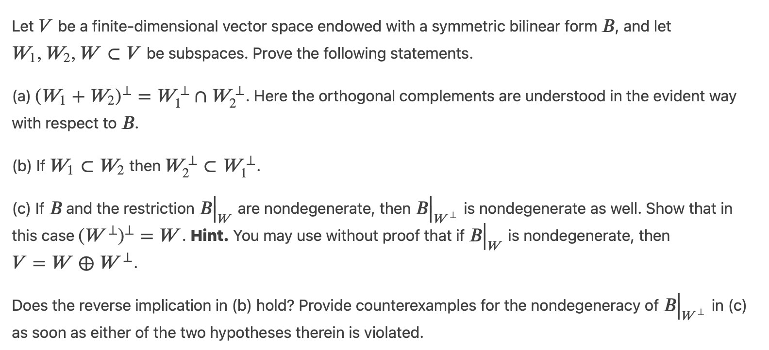 Solved Let V be a finite-dimensional vector space endowed | Chegg.com