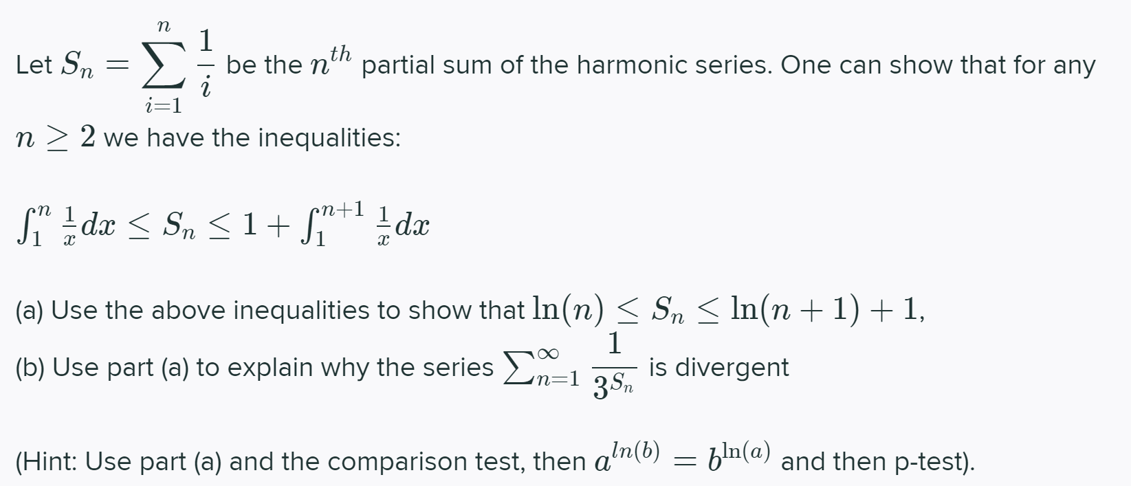 Solved Let Sn = - be the n'n partial sum of the harmonic | Chegg.com