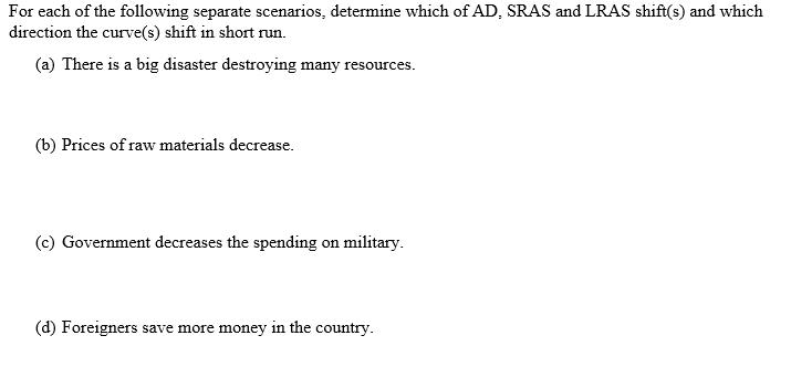 Solved For each of the following separate scenarios, | Chegg.com