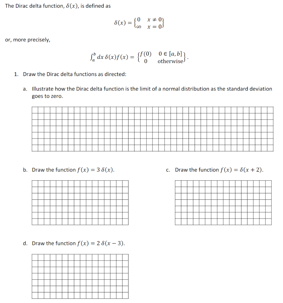 Solved The Dirac delta function, 8(x), is defined as X 8(x) | Chegg.com