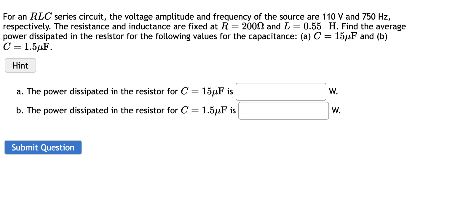 Solved For an RLC series circuit, the voltage amplitude and | Chegg.com