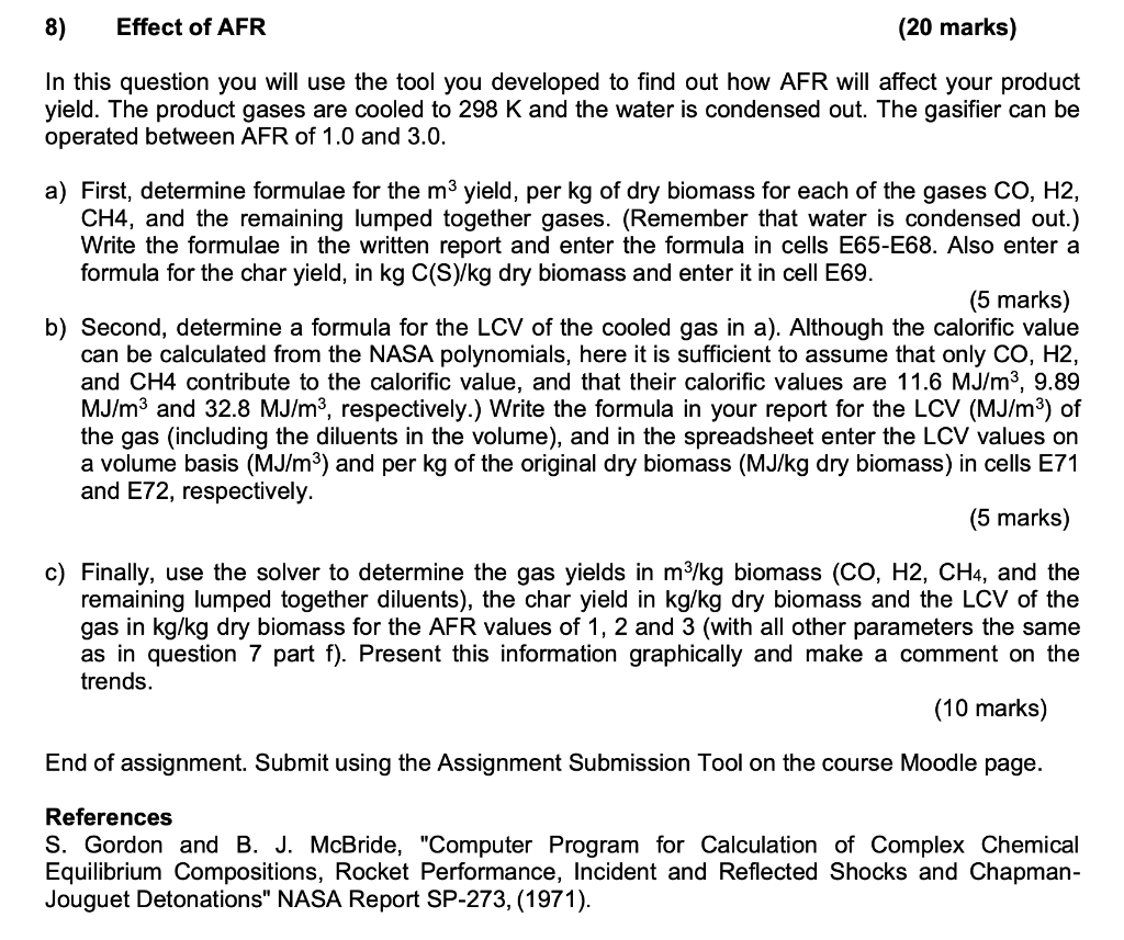 8) Effect of AFR (20 marks) In this question you will | Chegg.com