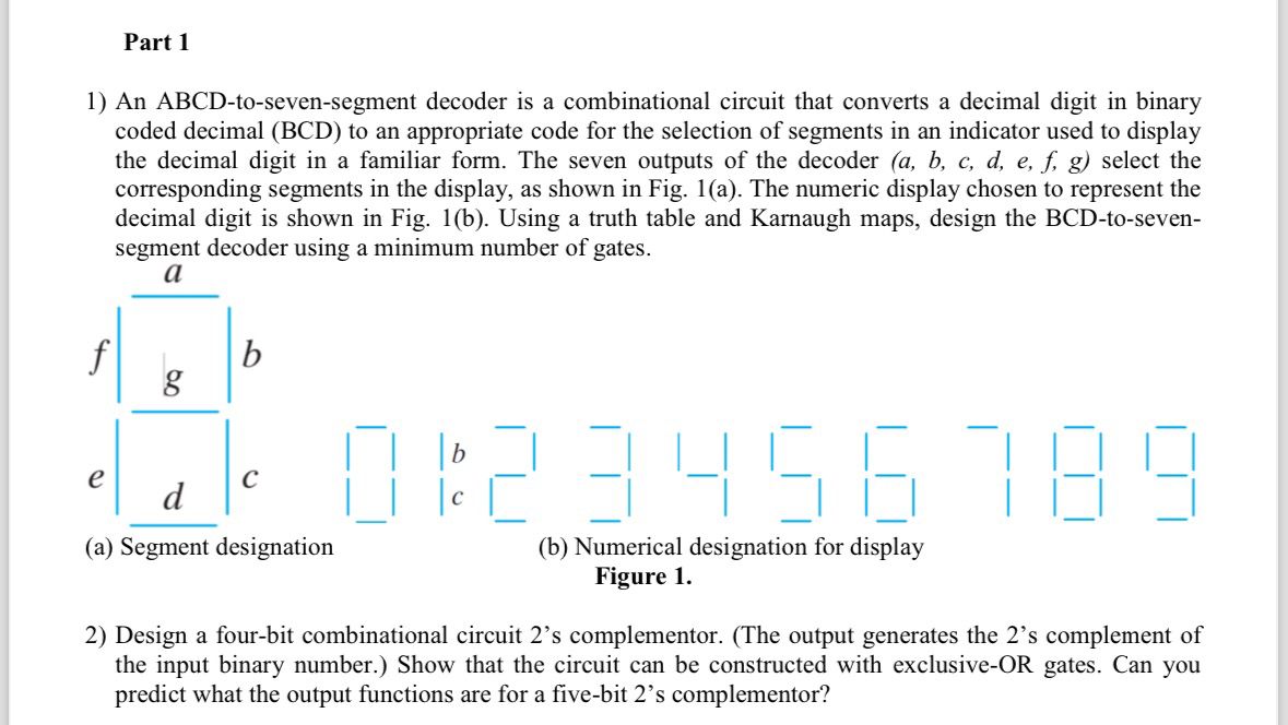 Solved Part 11) ﻿An ABCD-to-seven-segment decoder is a | Chegg.com