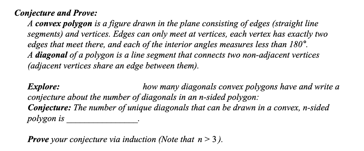 Solved Conjecture and Prove: A convex polygon is a figure | Chegg.com