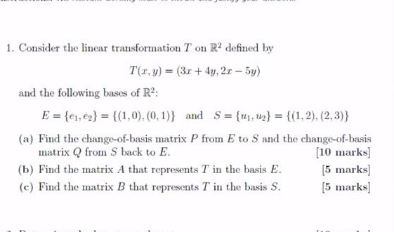 Solved 1. Consider the linear transformation T on R2 defined | Chegg.com