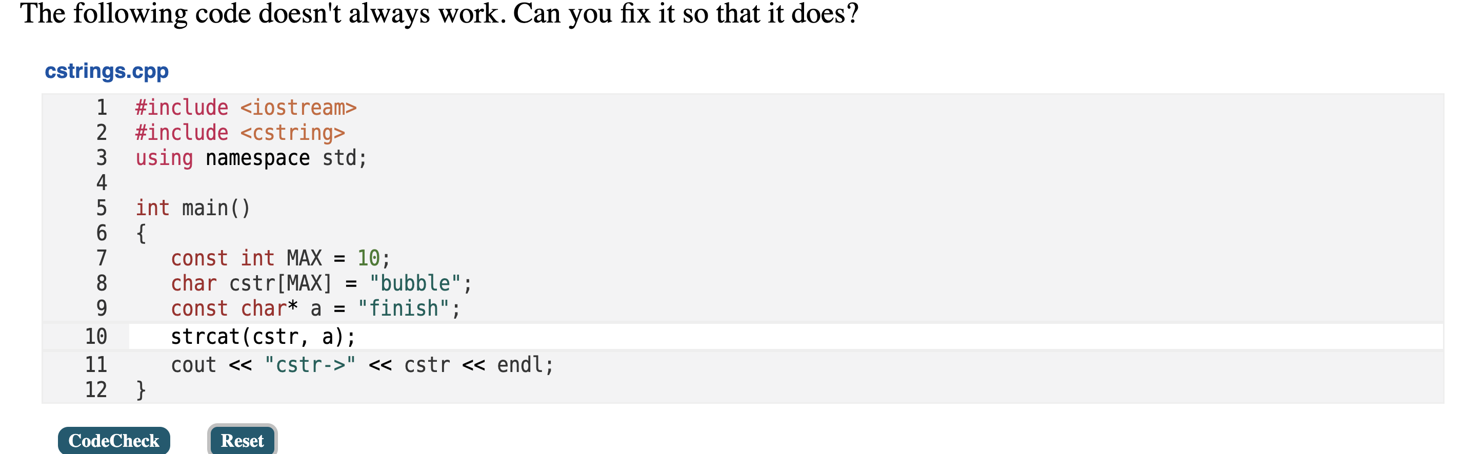 Solved The following code doesn't always work. Can you fix | Chegg.com