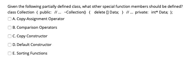 Solved Given the following partially defined class, what | Chegg.com