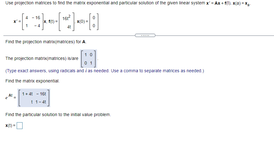 Solved Use Projection Matrices To Find The Matrix