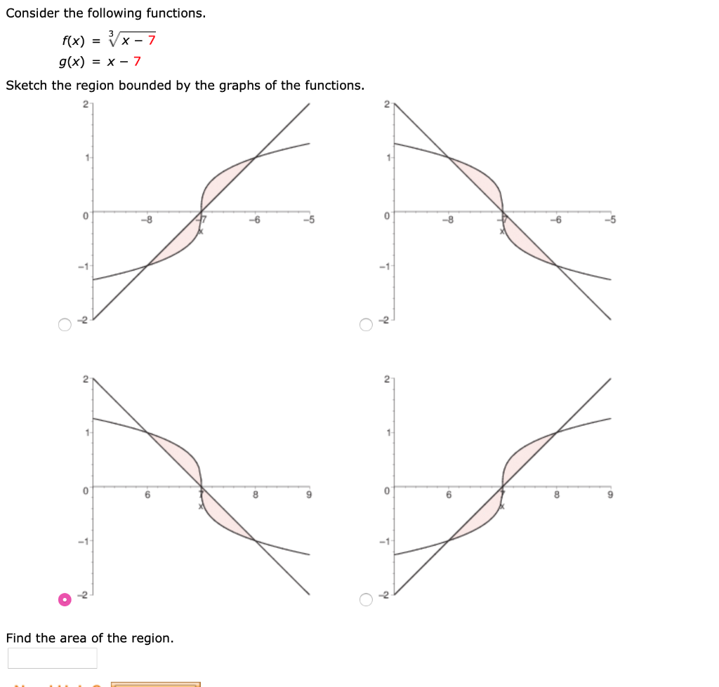 Solved Consider the following functions. f(x) = VX-7 g(x) = | Chegg.com
