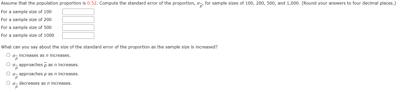 Solved For a sample size of 100 For a sample size of 200 For | Chegg.com