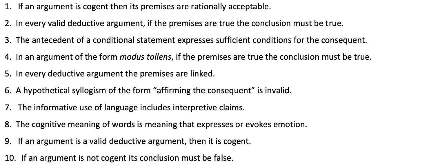 Solved 1. If an argument is cogent then its premises are | Chegg.com