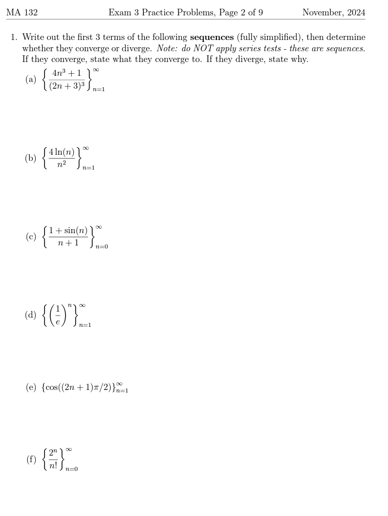 Solved by an EXPERT Write out the first 3 ﻿terms of ﻿the following | Chegg.com