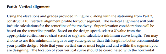 Part 3: Vertical alignment Using the elevations and | Chegg.com