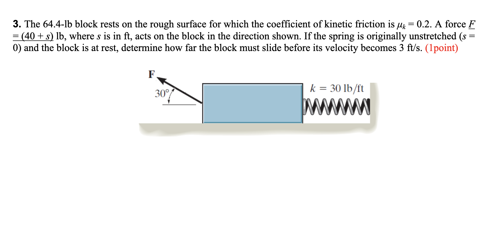 Solved 3. The 64.4-lb block rests on the rough surface for | Chegg.com