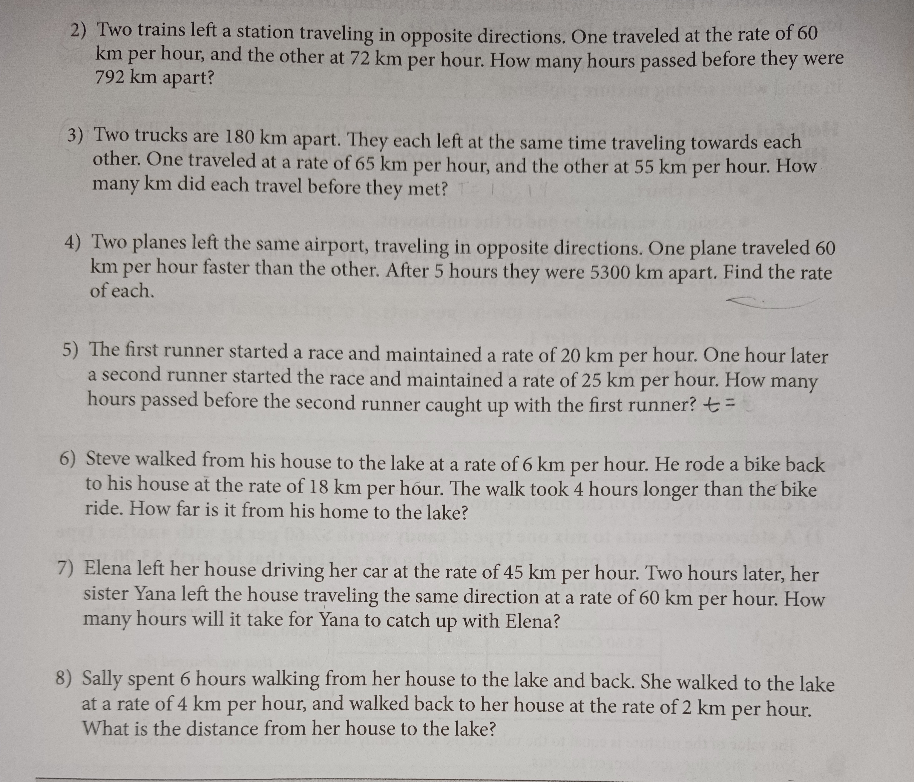 Solved 2) Two trains left a station traveling in opposite | Chegg.com