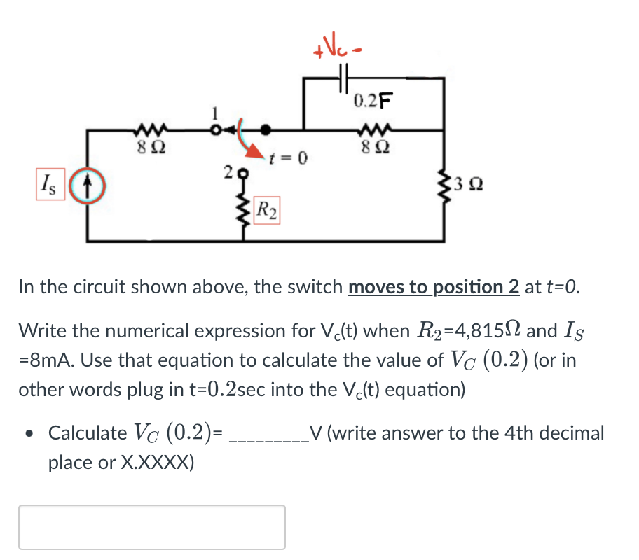 Solved In the circuit shown above, the switch moves to | Chegg.com