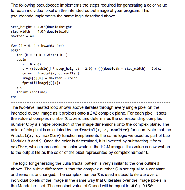 Solved Your C Program Will Generate One Mandelbrot And One 8000