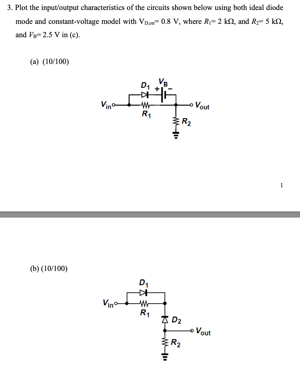 Solved Plot The Inputoutput Characteristics Of ﻿the Circuits