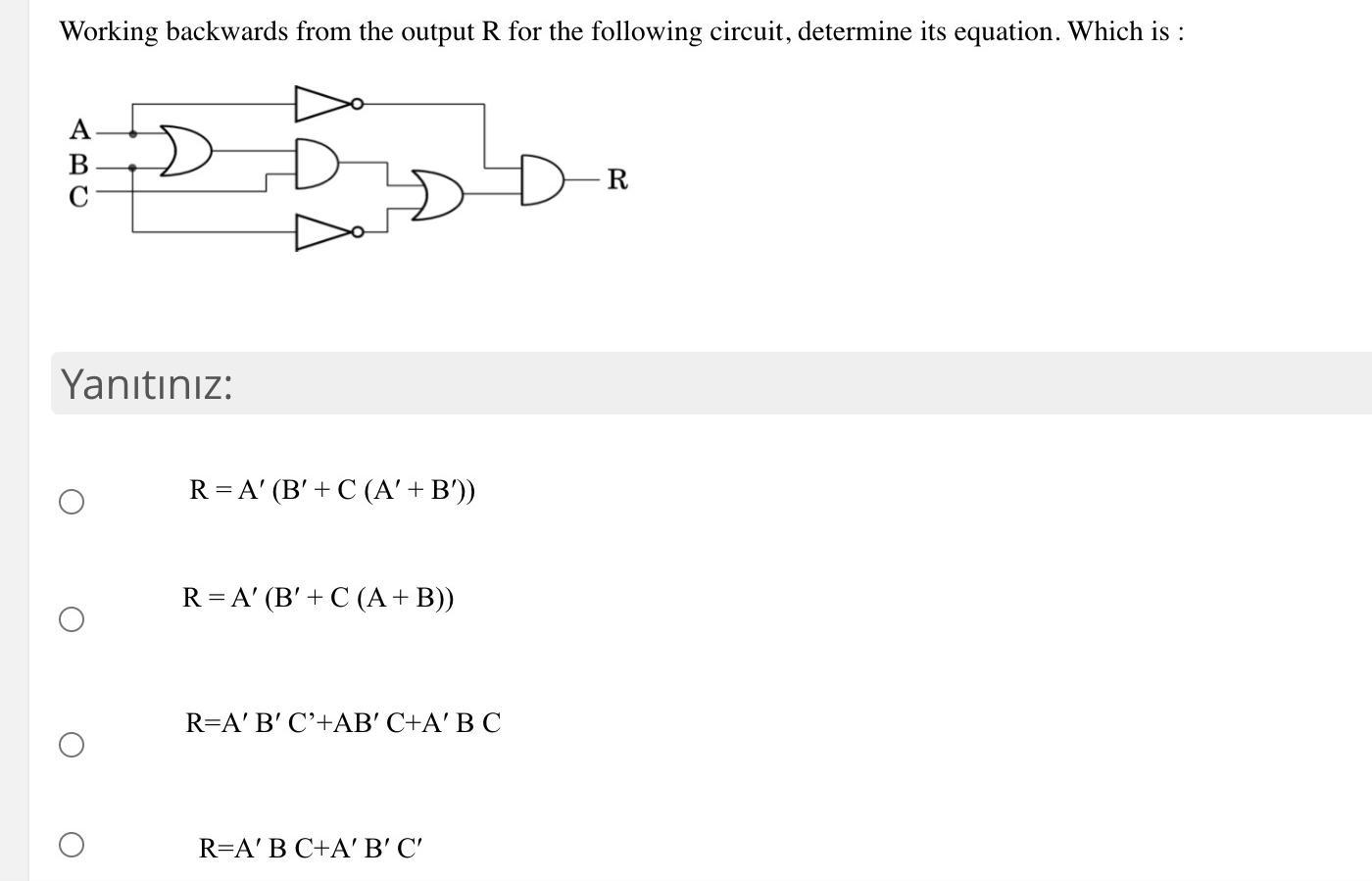 Solved Working backwards from the output R for the following | Chegg.com