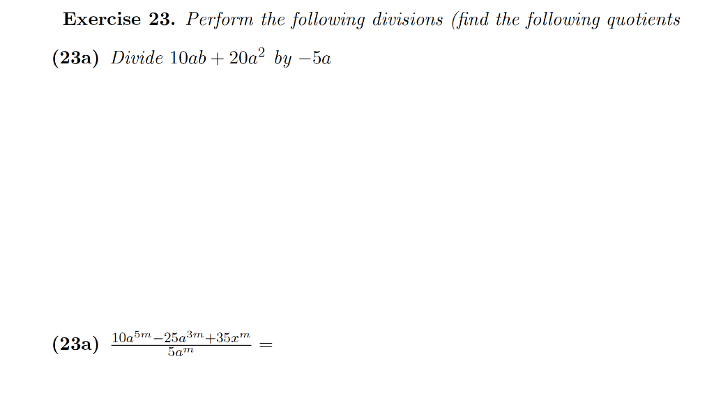 Solved Exercise 23. Perform the following divisions (find | Chegg.com