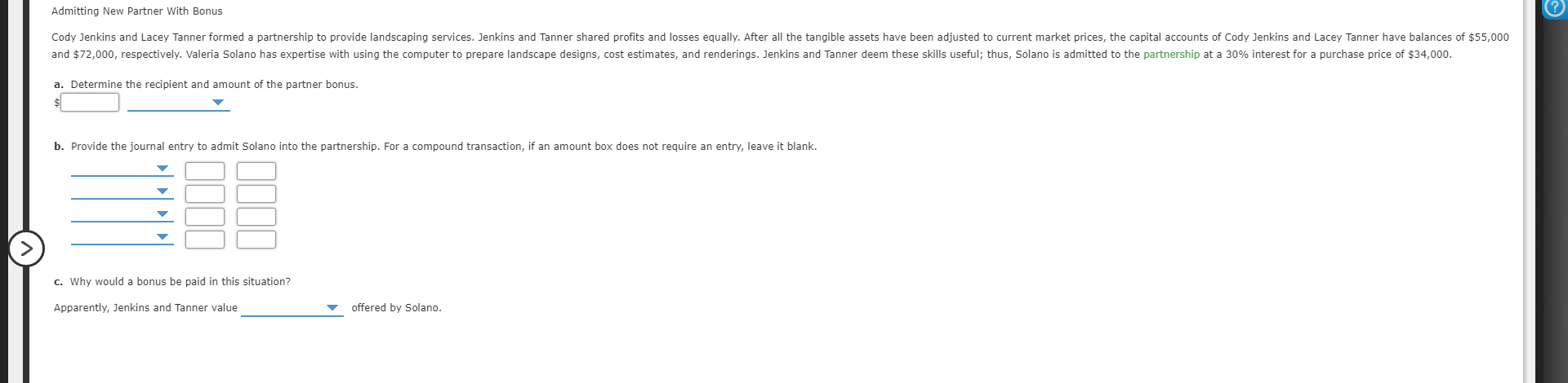 Solved Admitting New Partner With Bonus Cody Jenkins and | Chegg.com