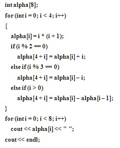 Solved int alpha [8]; for (int i=0;i