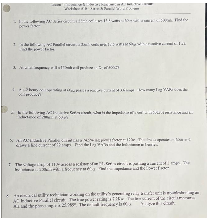 Solved Lesson 4: Inductance & Inductive Reactance in AC | Chegg.com